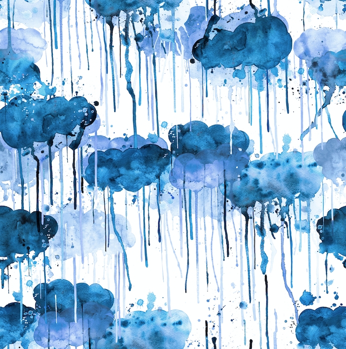 Buy Raining Clouds Electric Blue Wallpaper Online | Happywall