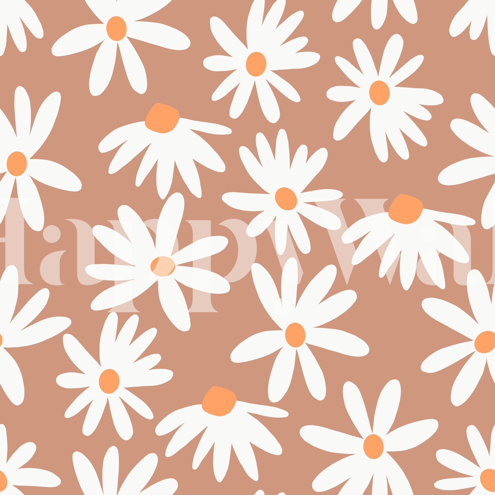 Retro Floral Daisy Wallpaper for Living Room