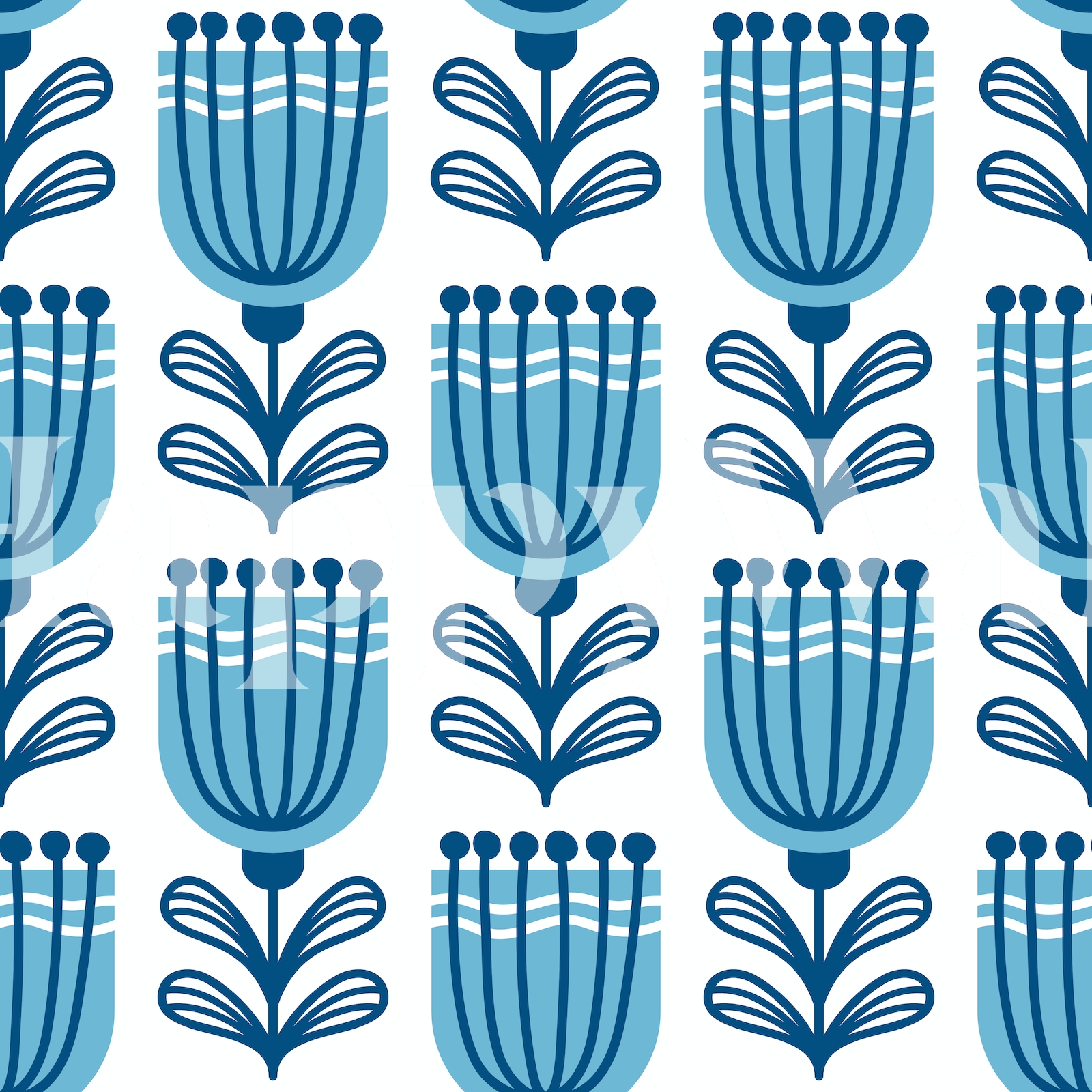 Scandinavian Blue Flowers Wallpaper - happywall.com