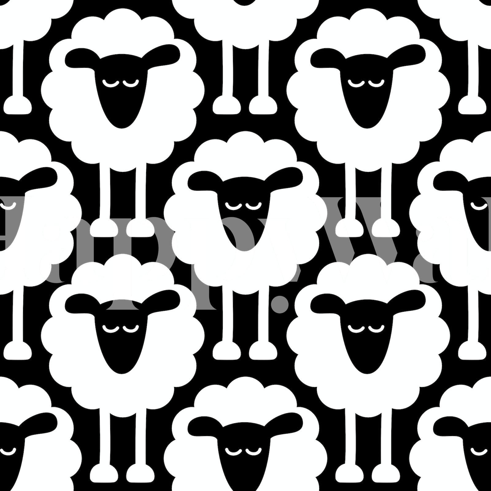 Black and White Sheep Pattern Wallpaper