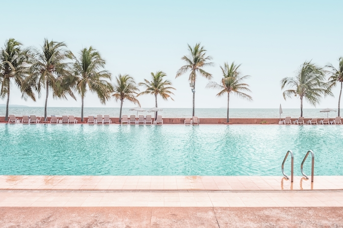 Tropical Pool Beach Landscape Wallpaper