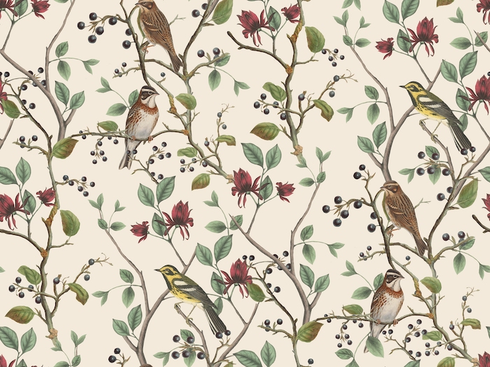 Nordic Chinoiserie Bird Whispers Wallpaper
