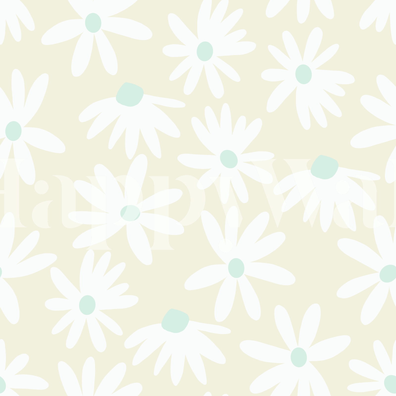 Pastel Retro Summer Daisies Pattern 1 Wallpaper | Happywall