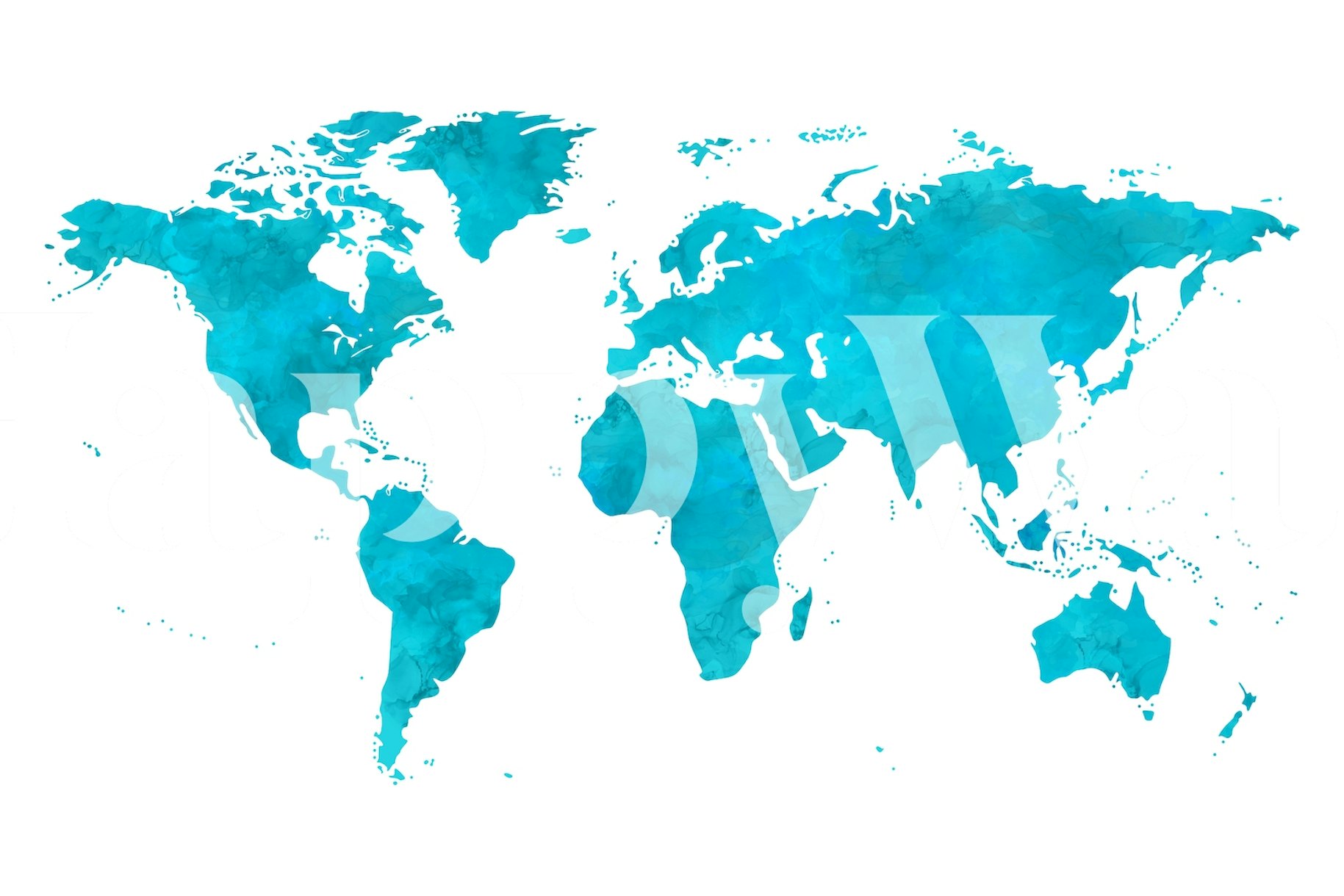 Buy World Map 2 Blue Wallpaper | Happywall