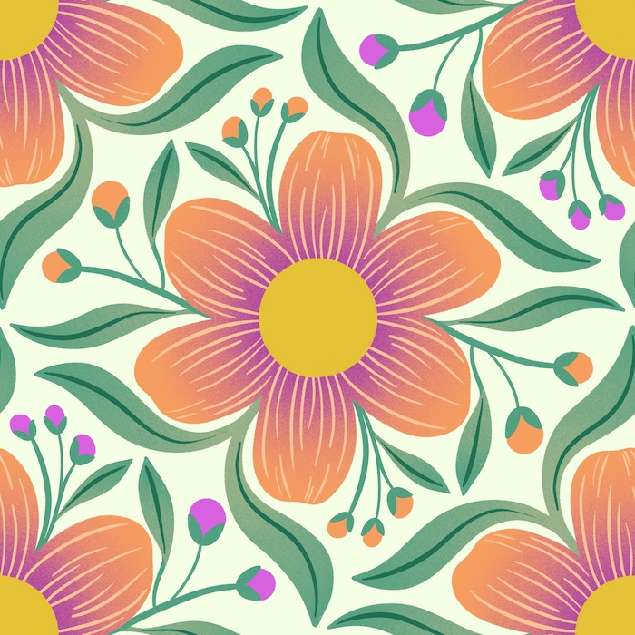 Bold Groovy Floral on Light Green Wallpaper - Buy Now | Happywall