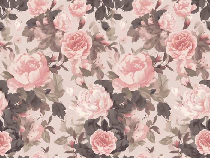 Baroque Roses Floral Nostalgia Moody Blush Colors Wallpaper