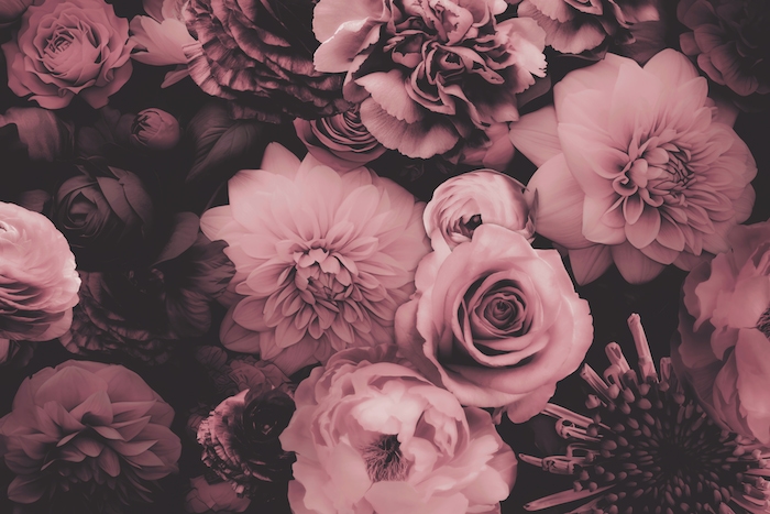 Moody Floral Wallpaper in Deep Pink Tones