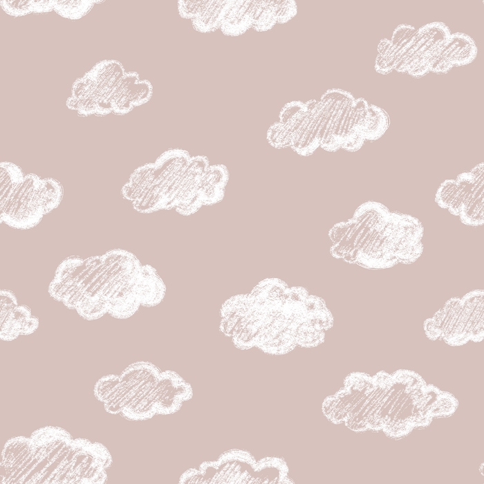 Buy Chalk Clouds Pattern on Blush Pink Wallpaper | Happywall