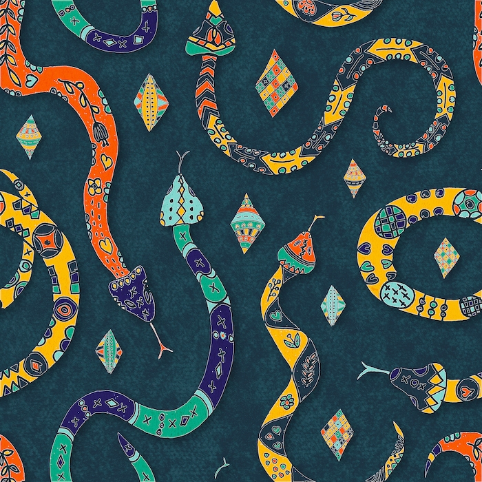 Colorful Scandinavian Snakes Wallpaper | Buy Online on Happywall