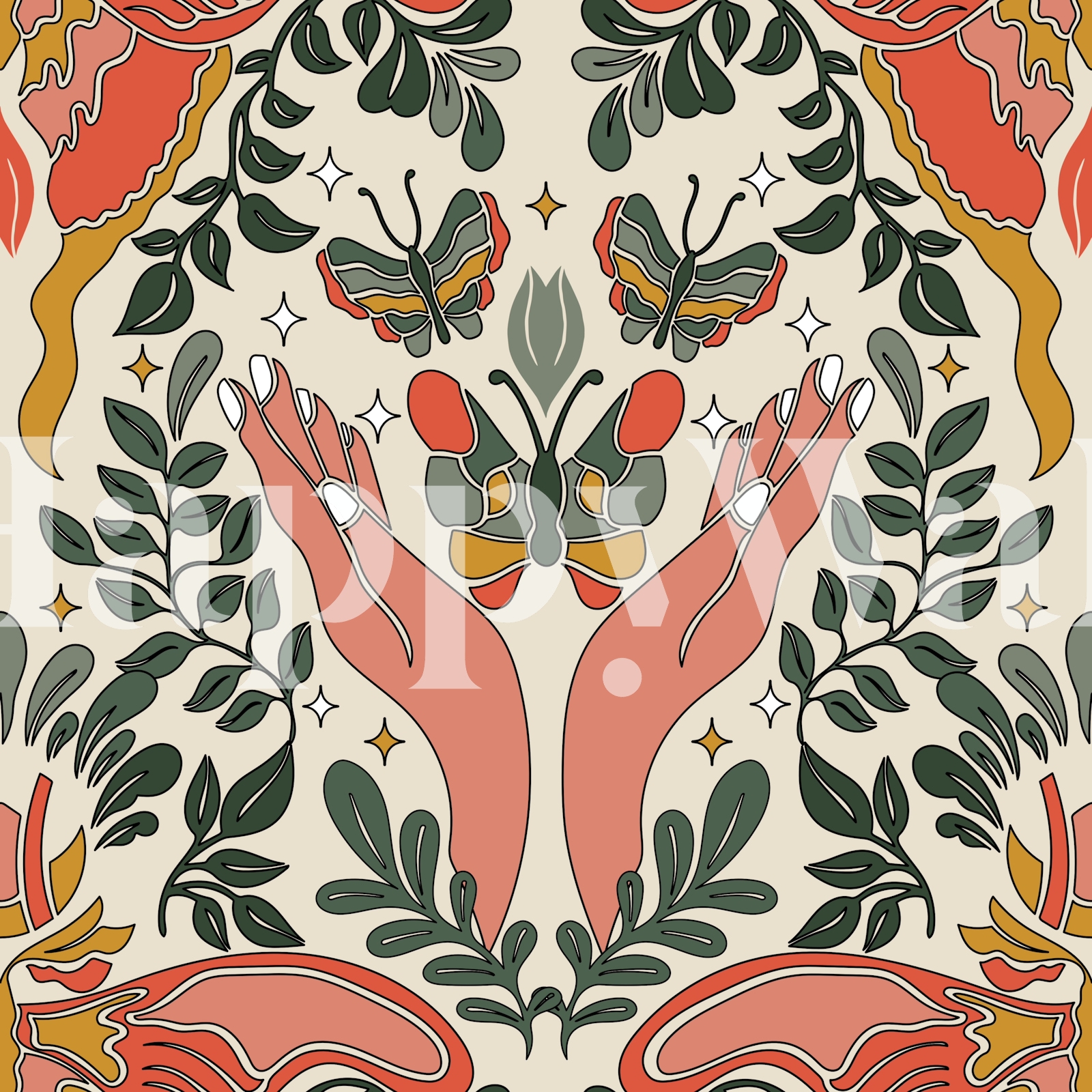 Moth Garden Wallpaper - Beautiful Nature-Inspired Wallpapers