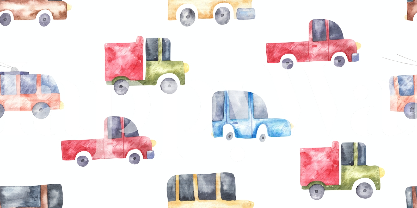 Colorful Kids Car Wallpaper for Playrooms