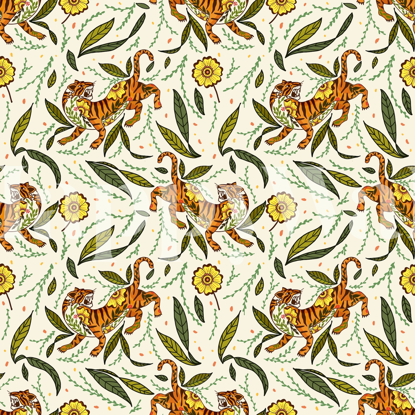 Retro Tiger-The Warrior Wallpaper | Happywall