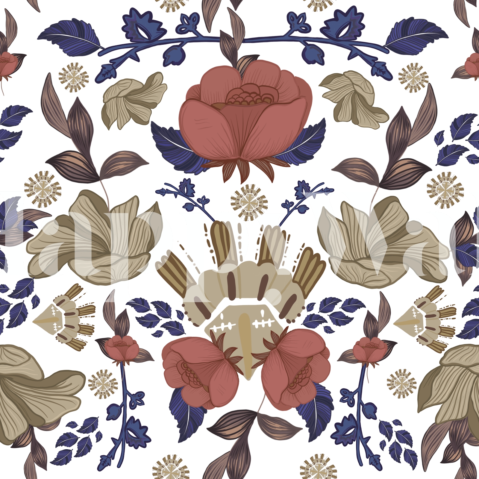 Romantic Regency Flower Baroque Wallpaper