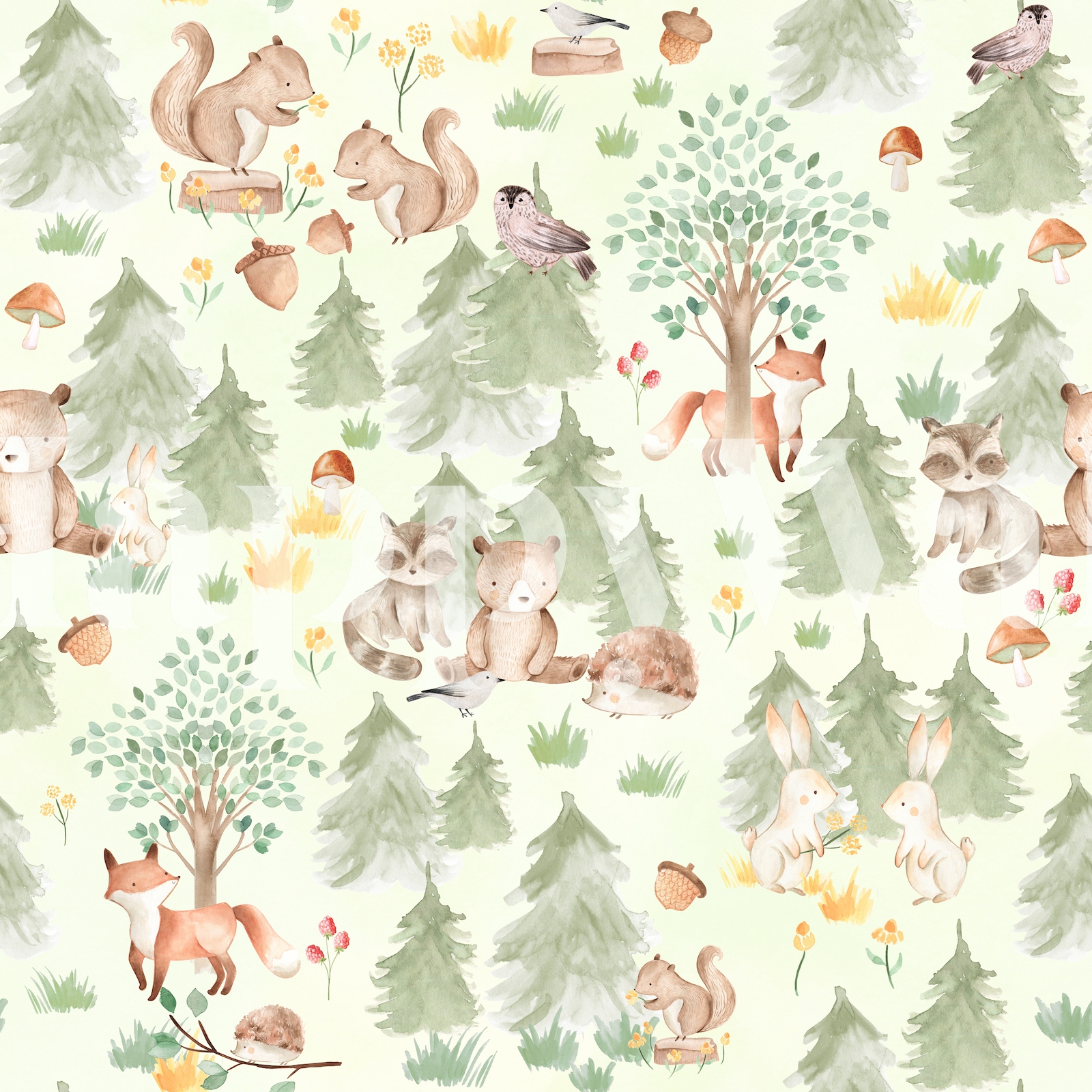 Woodland Animal Friends Forest Wallpaper