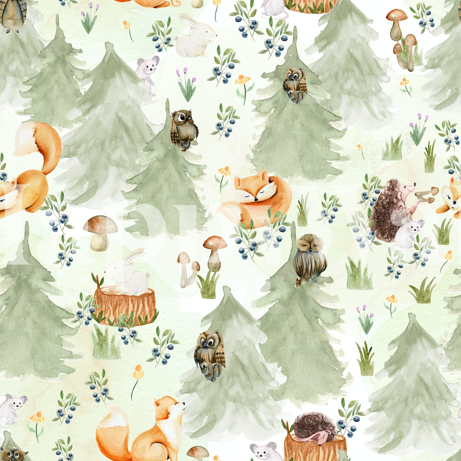 Woodland Friends in the Autumnal Forest 1 Wallpaper - Happywall