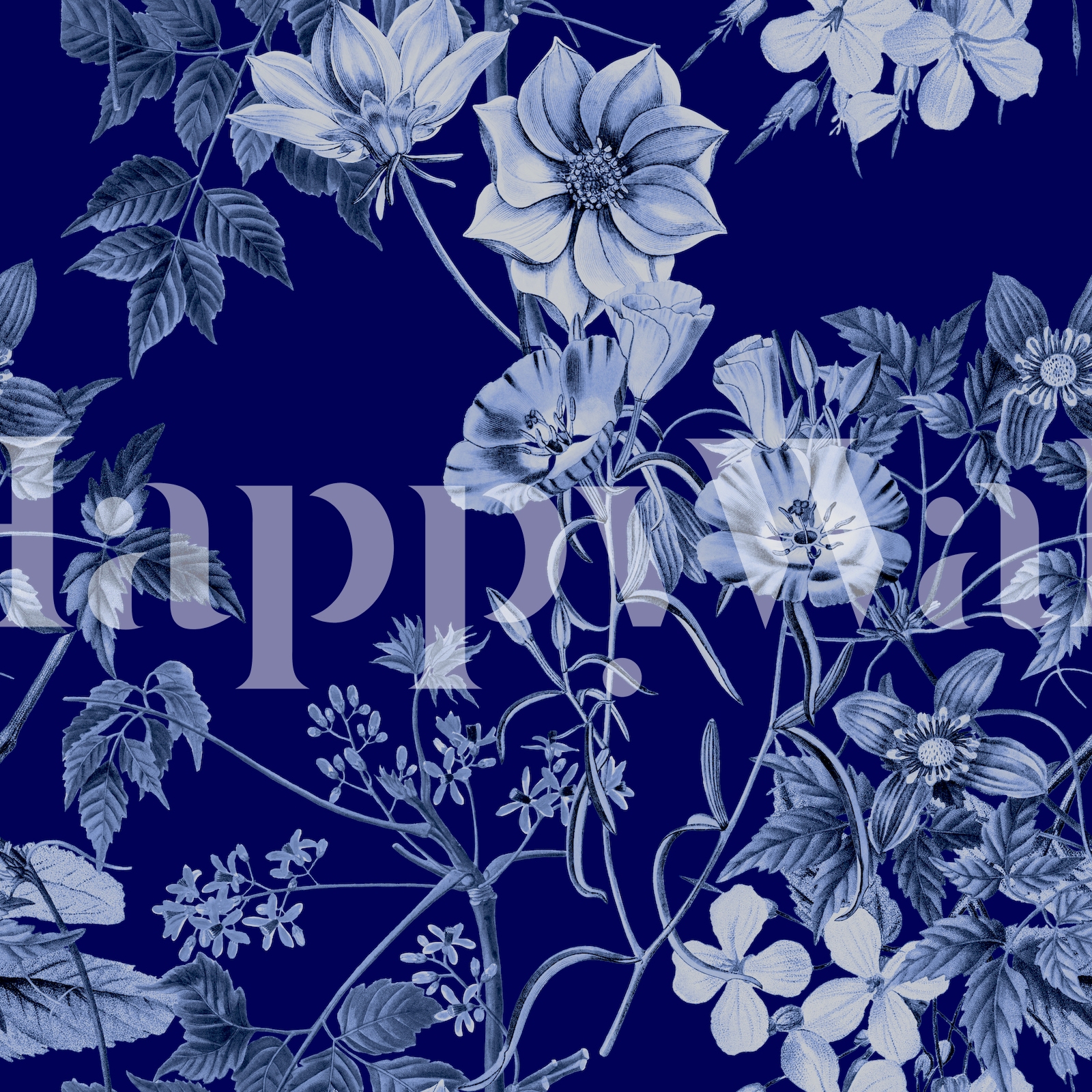 Blue Floral Wallpaper for Bedroom Decor