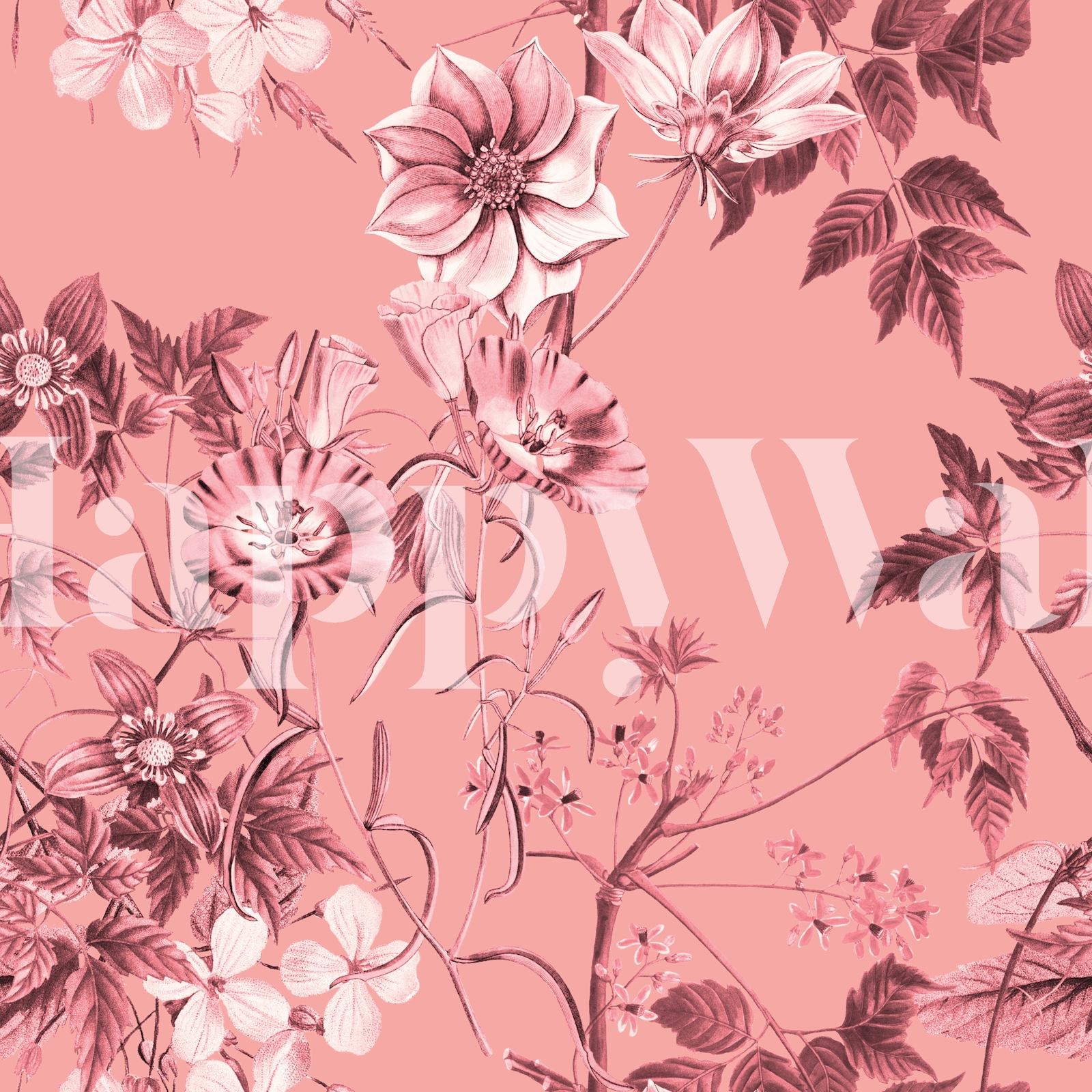 Pink Blush Floral Pattern Wallpaper - Buy Online at Happywall