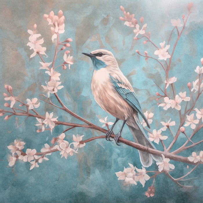 Kup Spring Bird with Blooms Tapeta | Happywall