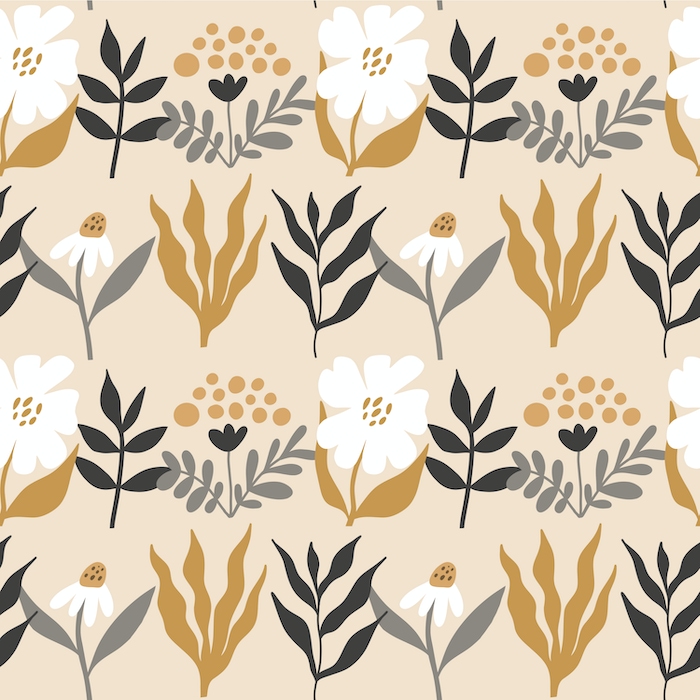 Mid Century Autumn Flowers Wallpaper | Buy Online at Happywall