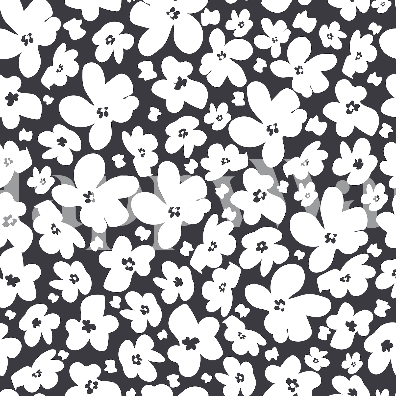 Simple Black White Flower Wallpaper - Happywall.com