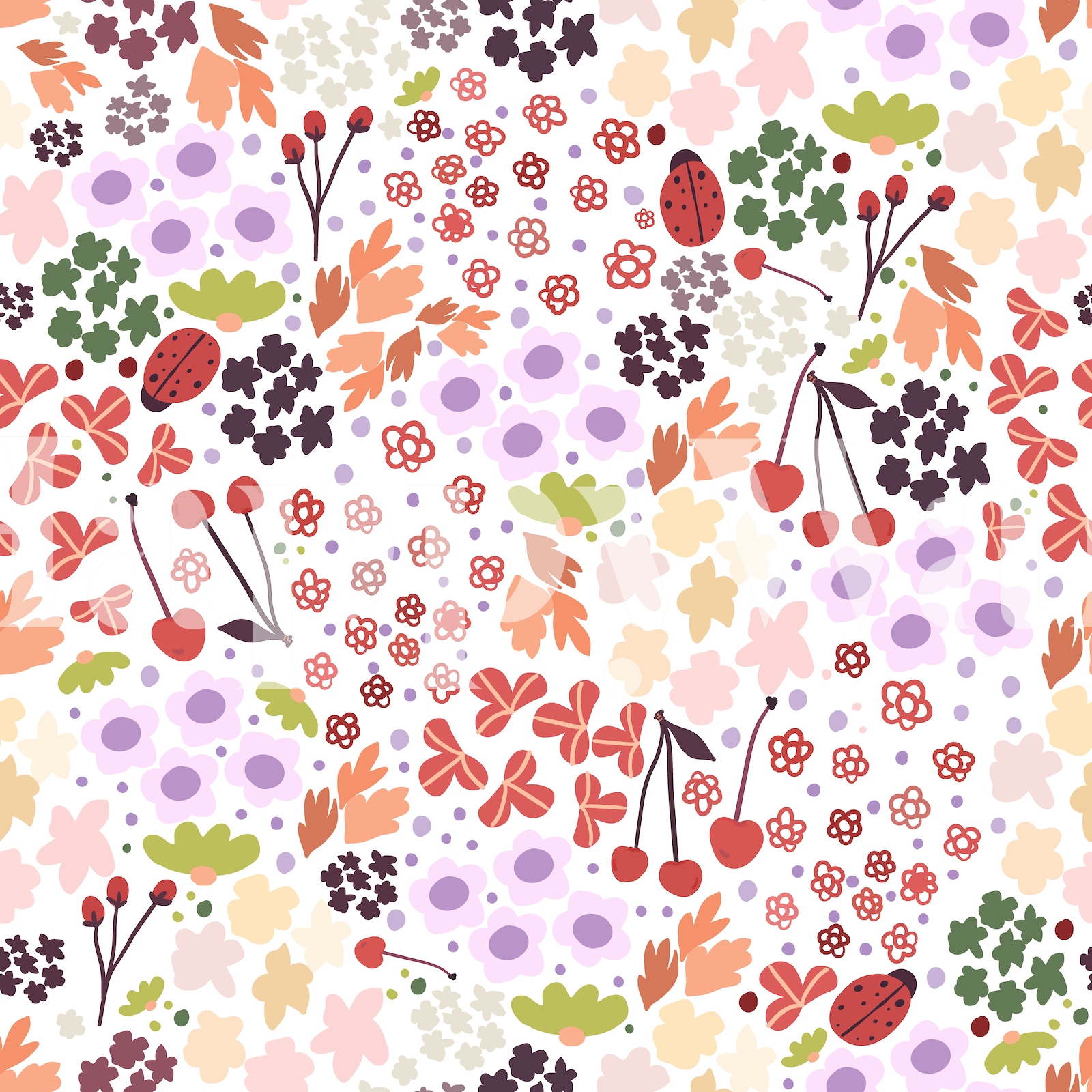 Buy Small Flower Field White Wallpaper - Happywall