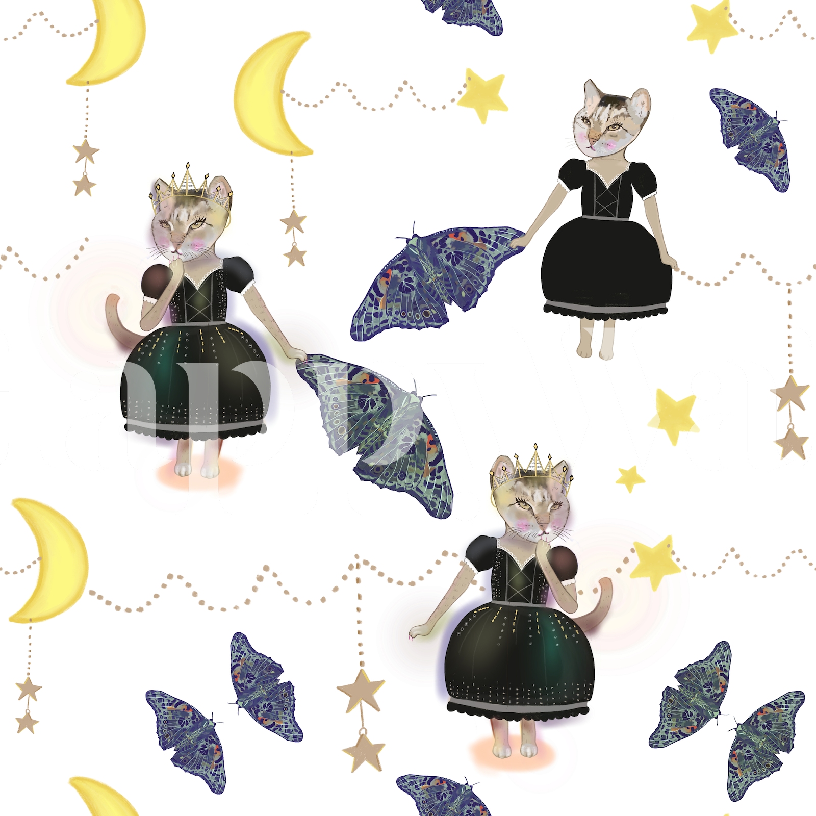 Princess Cat Wallpaper with Butterflies