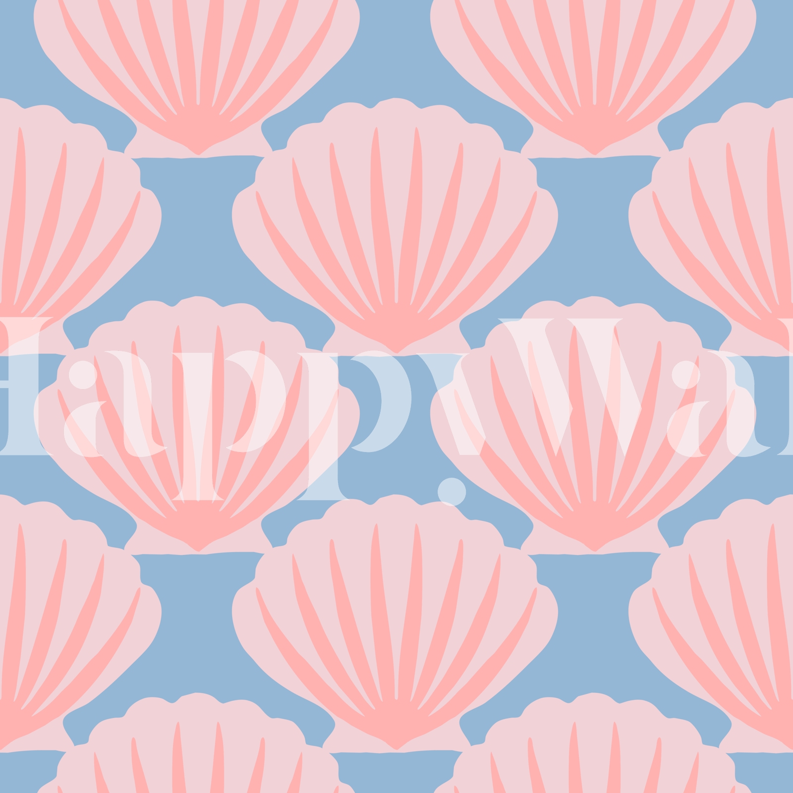 Buy Pink and Blue Simple Seashells Wallpaper | Happywall