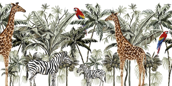 Tree Animals Jungle Wallpaper for Kids
