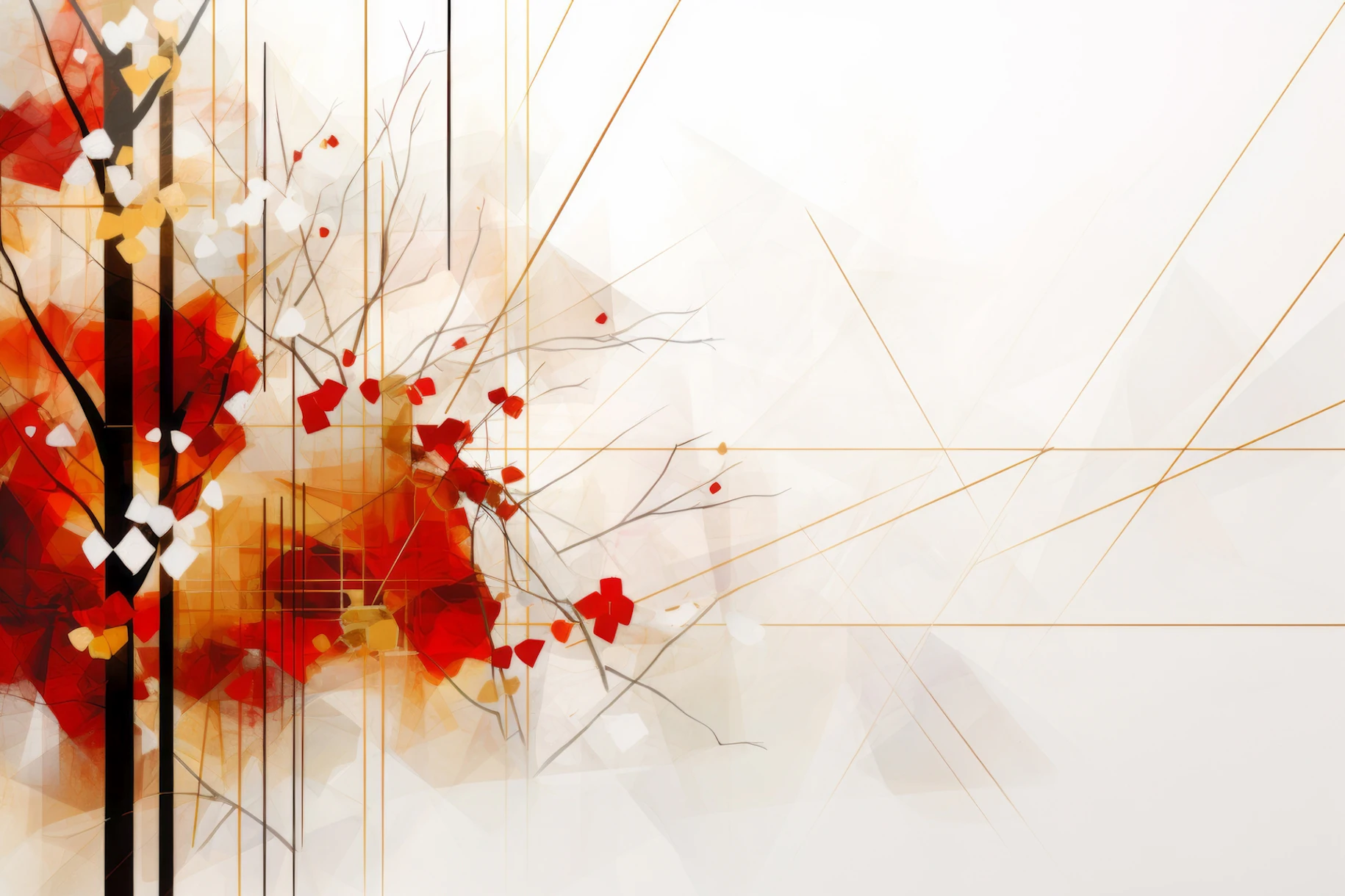 Geometric Art AUTUMN Roadside trees wallpaper | Happywall