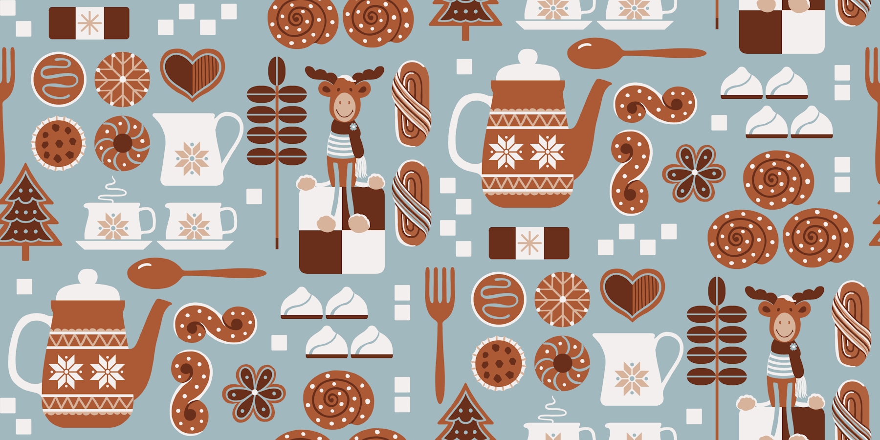 Buy Holiday Fika Blue Wallpaper | Happywall