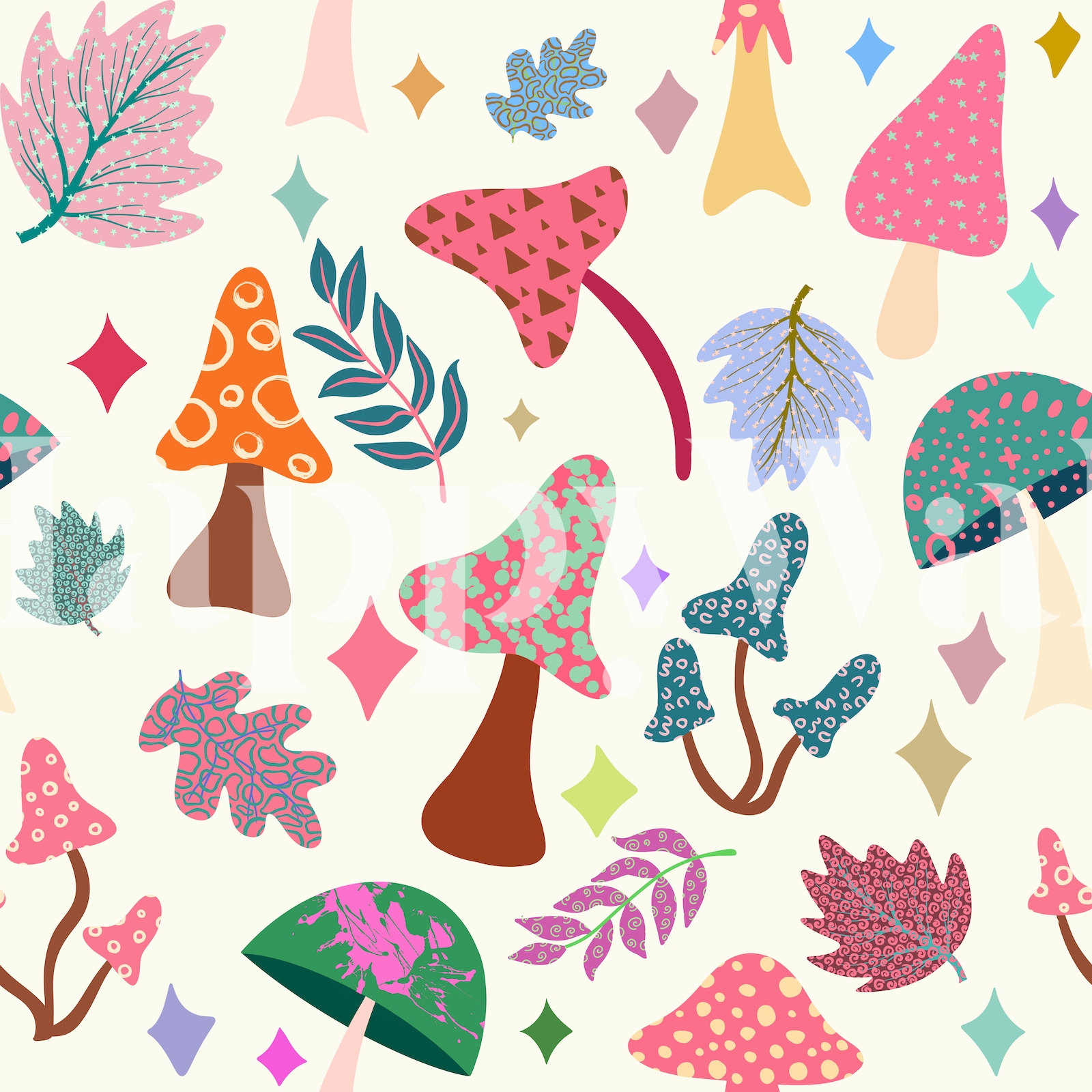 Cute Mushroom Wallpaper for Kids Room
