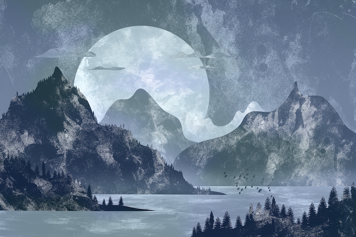 Blue Mountain Landscape Wallpaper for Bedrooms