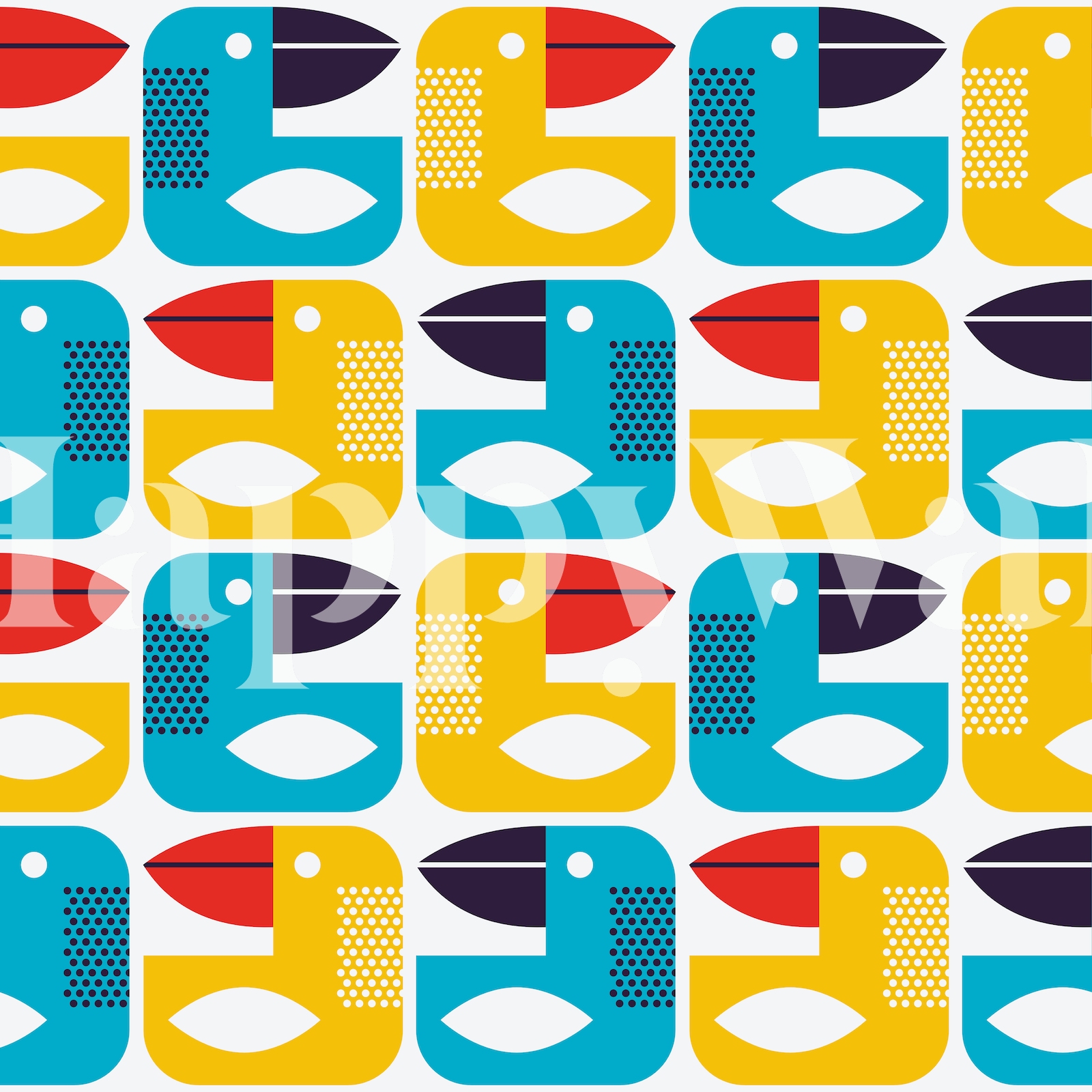 Colorful Geometric Parrot Wallpaper Design