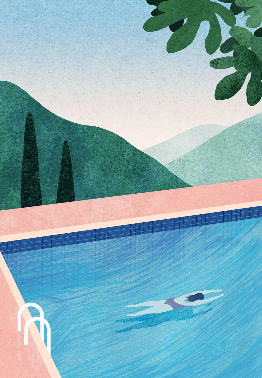 Buy Stunning Pink Swimming Pool Wallpaper | Happywall