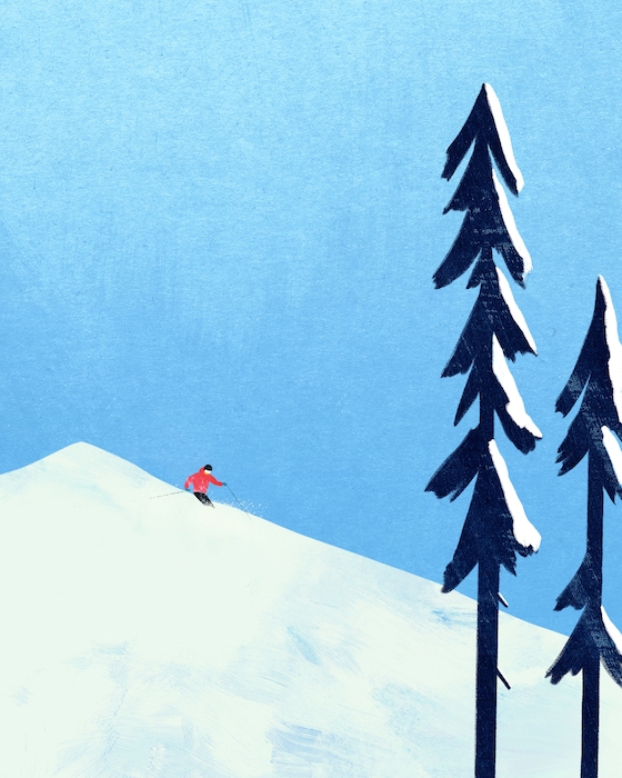 Blue Skiing Mountain Wallpaper