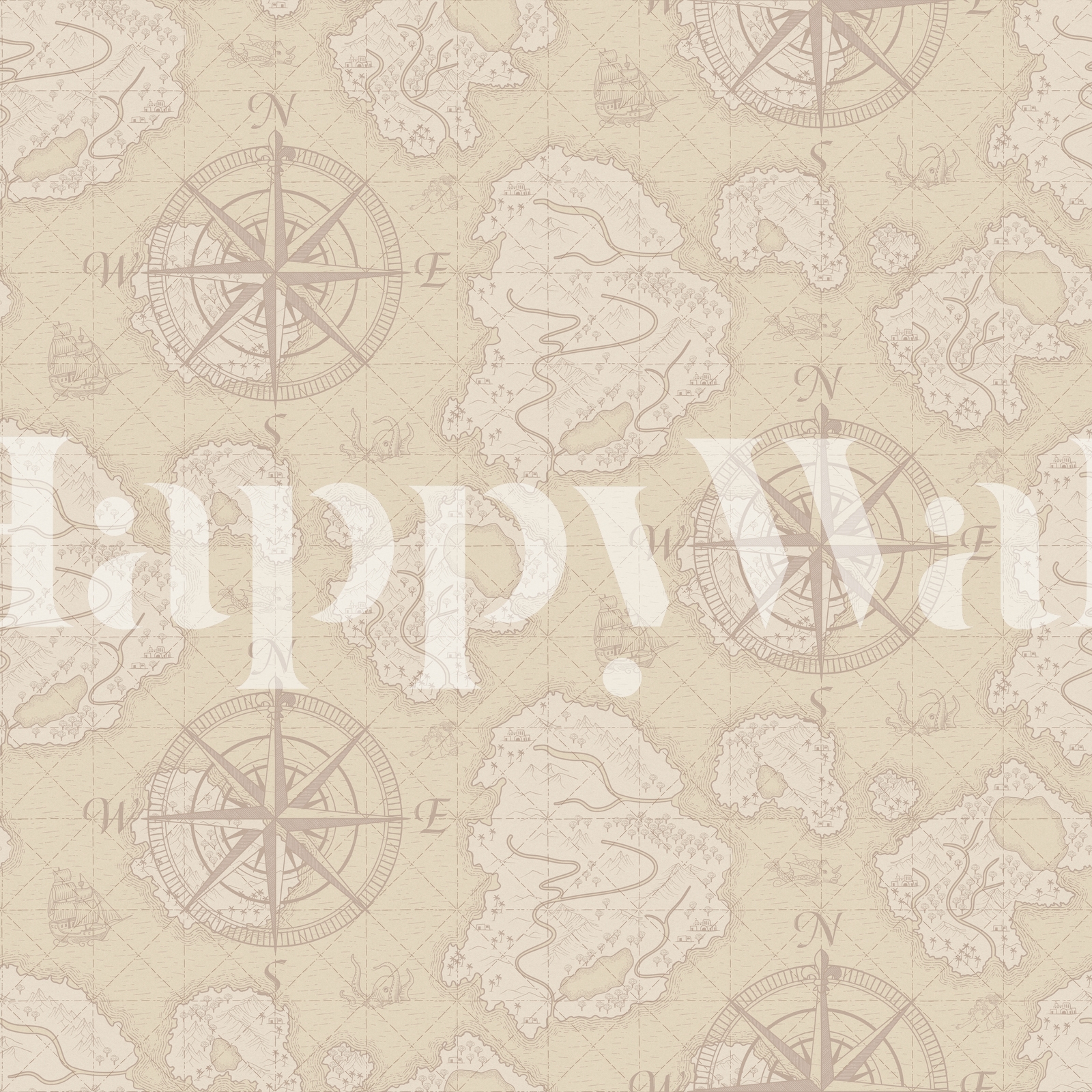 Classic Fantasy Vintage Map Wallpaper - happywall.com