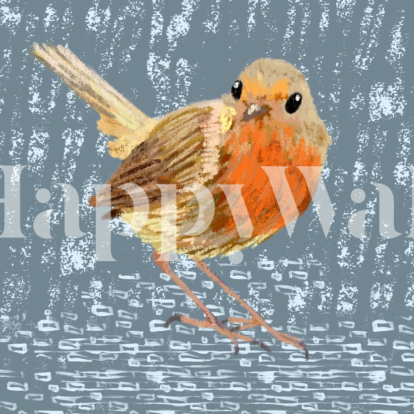 Cute Robin Bird Wallpaper for Nursery