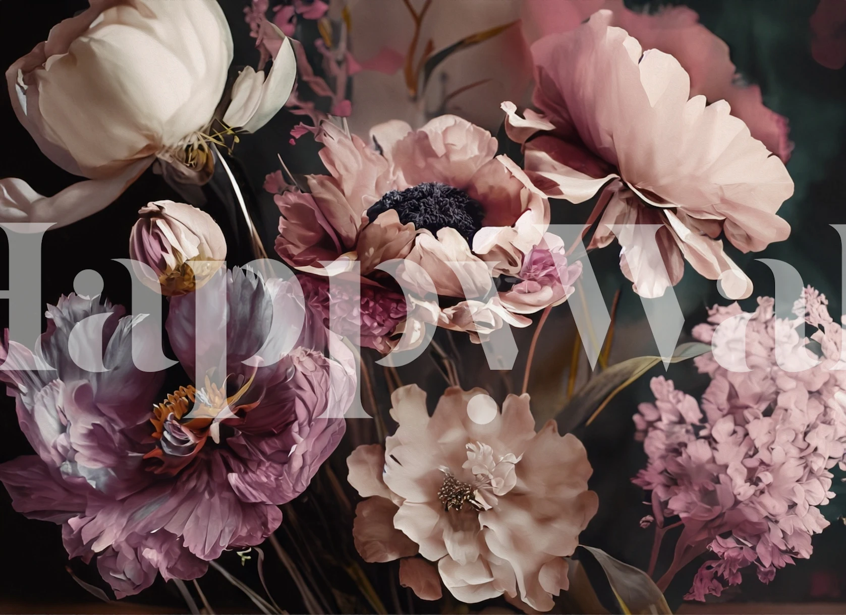 autumn flowers art wallpaper - Free shipping | Happywall