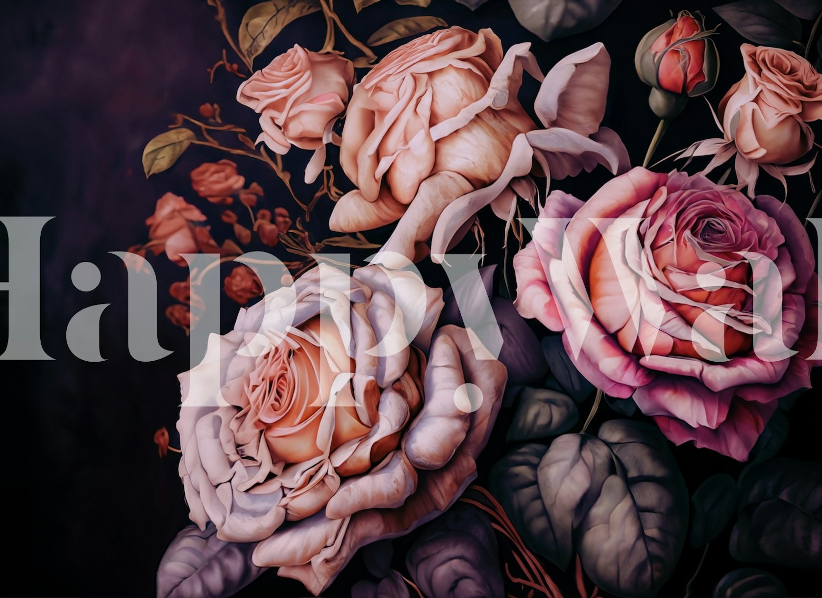 Buy Roses of the Night Wallpaper Online at Happywall