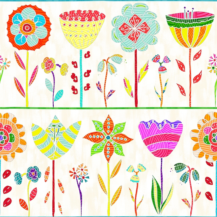 Scandinavian Spring Floral Garden Wallpaper