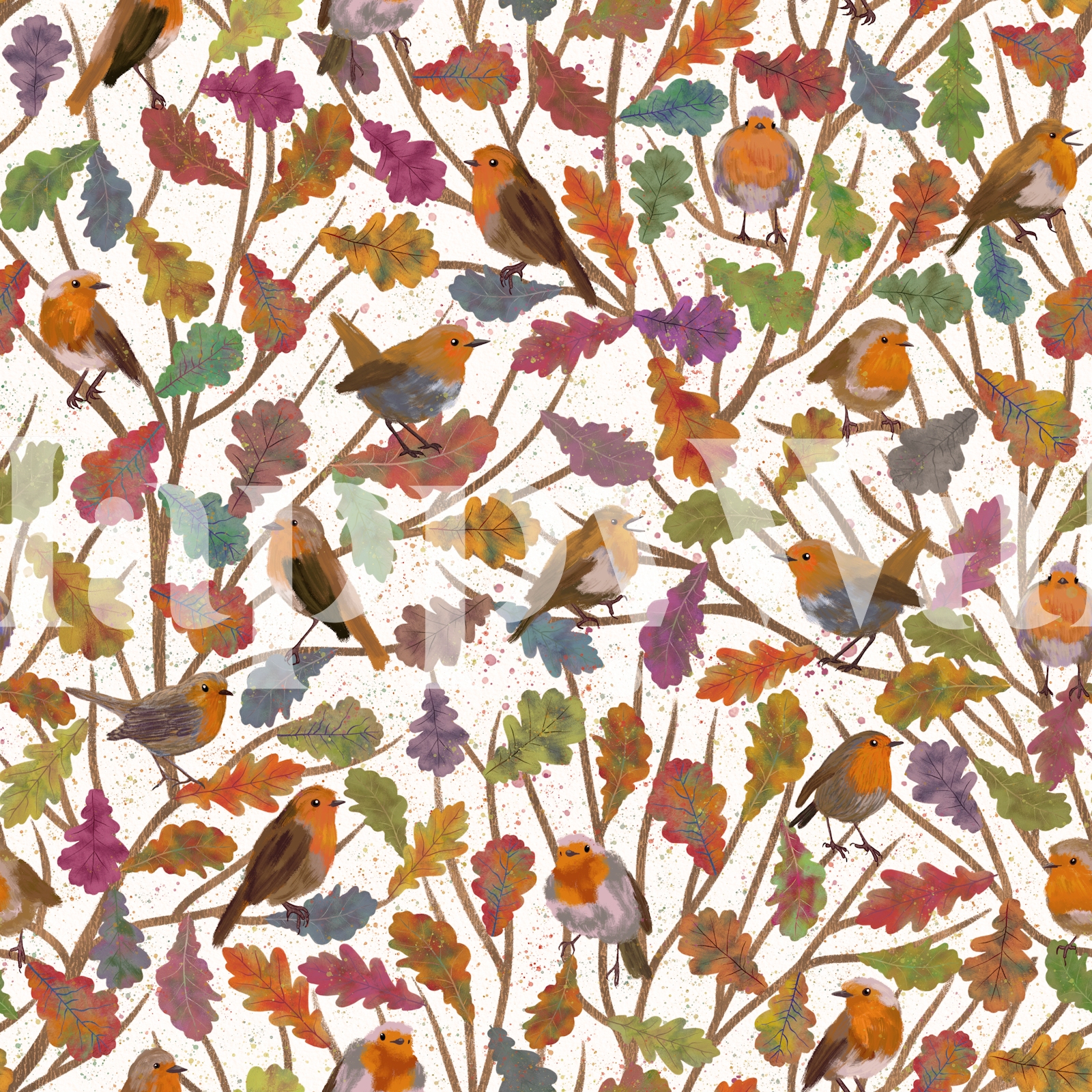 Colorful Robin Bird Fall Wallpaper