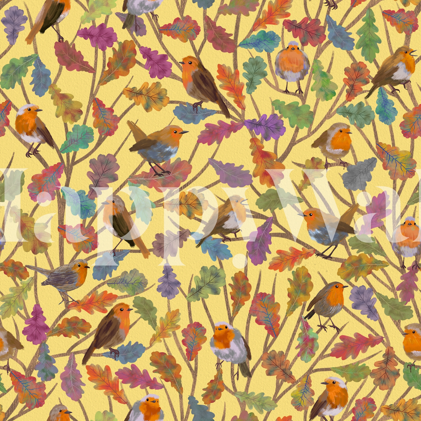 Robin Birds in Fall 2 Wallpaper - Exquisite Nature Design