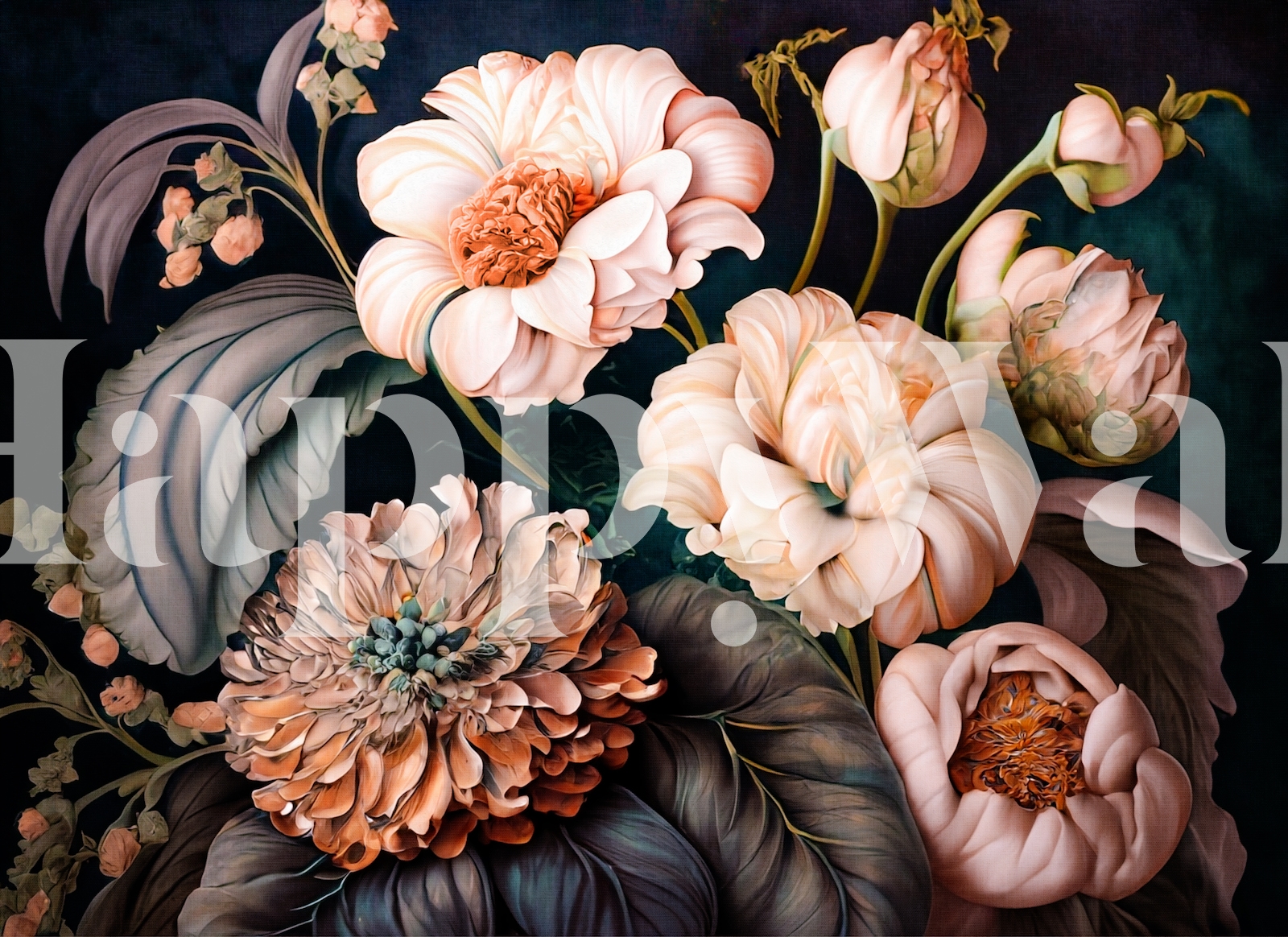Blush Fall Flower Bouquet Wallpaper | Buy Online at Happywall
