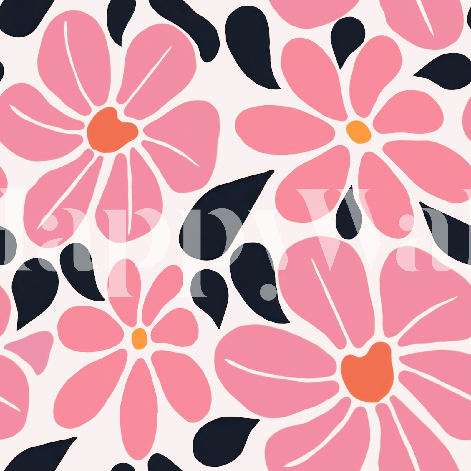 Retro Pink Groovy Flower Meadow Wallpaper - Buy Online