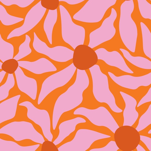 Buy Orange and Pink Abstract Groovy Floral Wallpaper | Happywall