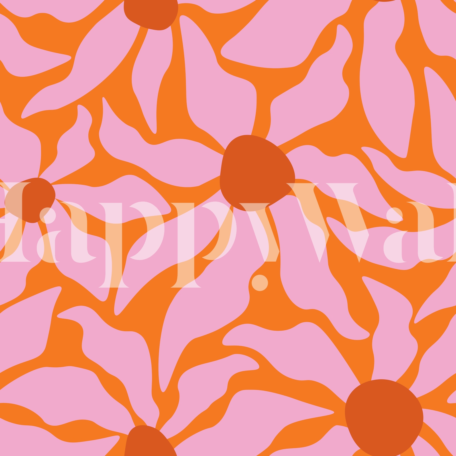 Buy Orange and Pink Abstract Groovy Floral Wallpaper | Happywall