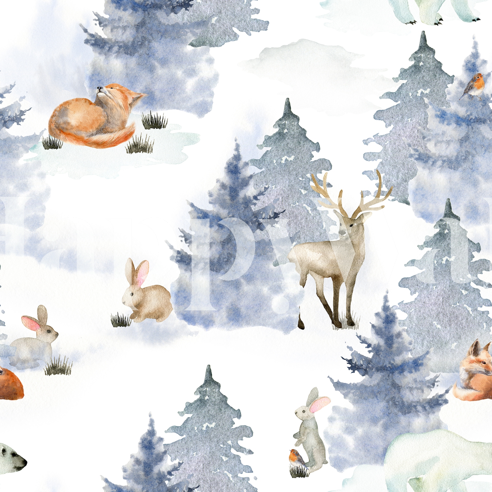Winter Woodland Friends Wallpaper - Buy Online at Happywall