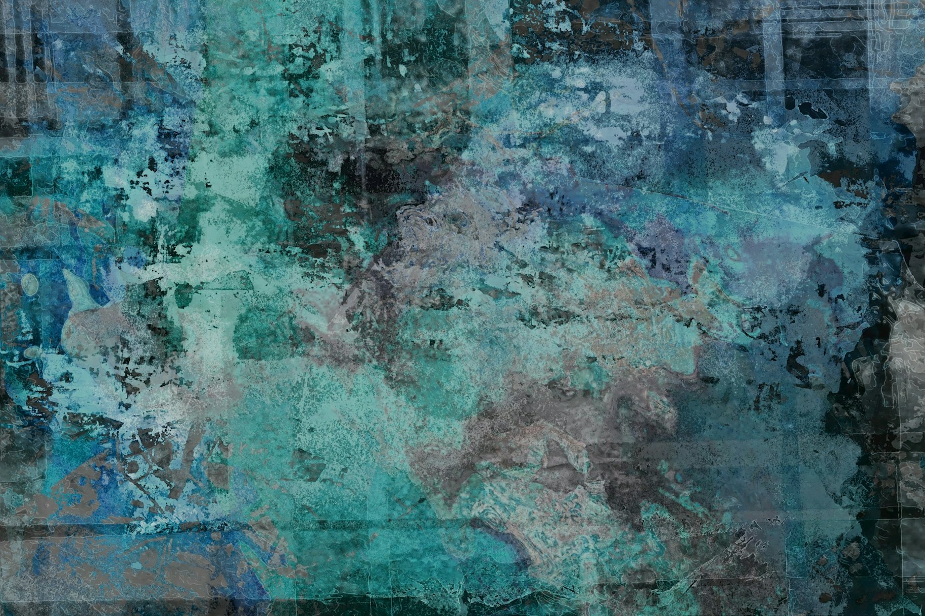 Muted Teal Cyan Japan Ink Fabric Wallpaper | Happywall