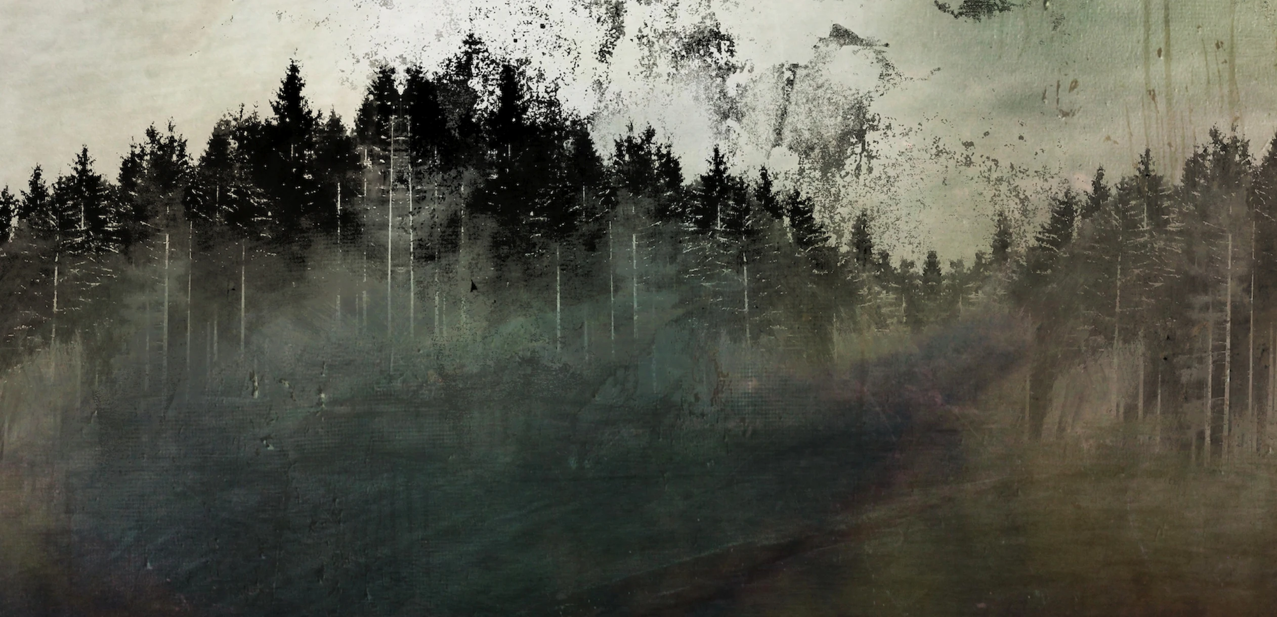 Nordic Dream Pine Forest Ink Grunge Wallpaper - Buy Online | Happywall