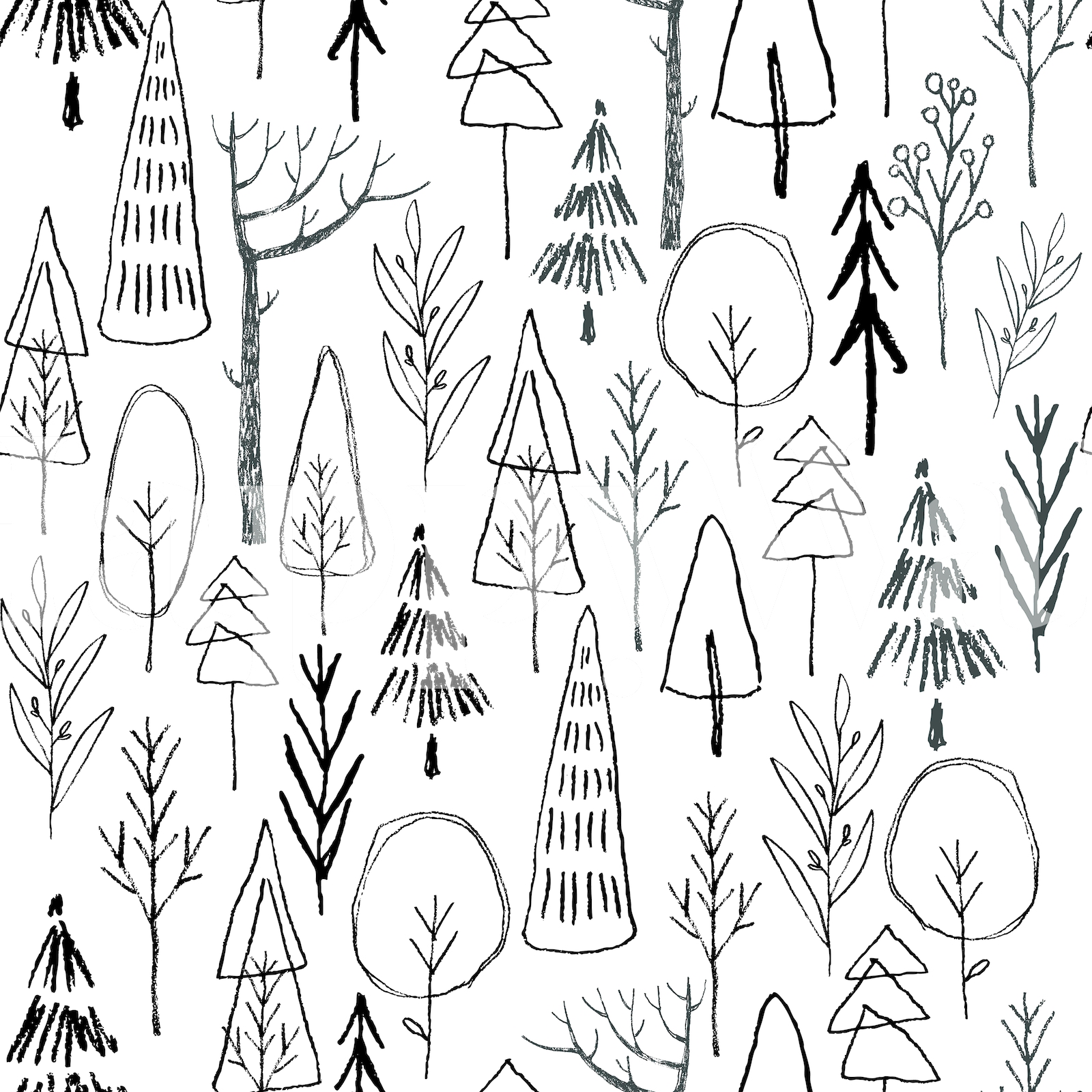 Black and White Forest Wallpaper